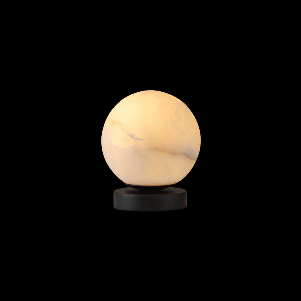 Moonlit Stone Table Lamp | Hand Carved Alabaster Small Lamp | Moorizon