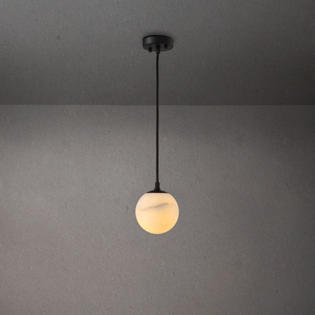 Moonlit Stone Pendant | Hand Carved Alabaster Light | Moorizon