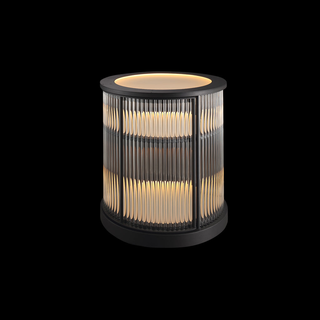 Glass Rod Lighted Round Bar Cabinet for Living Room | Moorizon